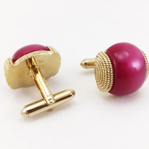 1970s SWANK Gold Cufflinks Men's Vintage Faux Star Ruby Stone & Gold ...