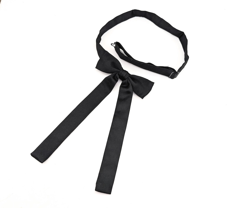 Vintage Black Satin Western Tie Mid Century Cowboy Style Colonel ...