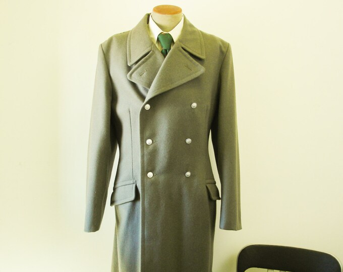 70s East German Army Coat Gray Wool Mens Winter Coat East Germany ...