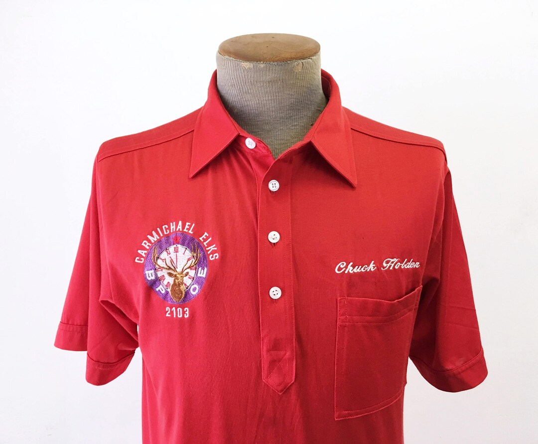 1970s Men's Masonic Shirt Vintage Red Short Sleeve Pullover Shirt From ...