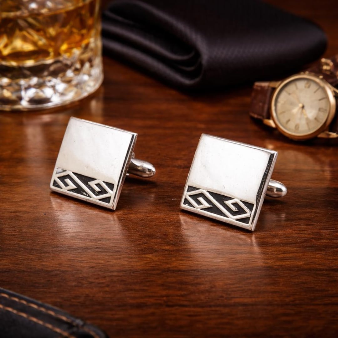 1950s-60s SWANK Cufflinks Large Silver Tone Metal Mid Century Modern ...