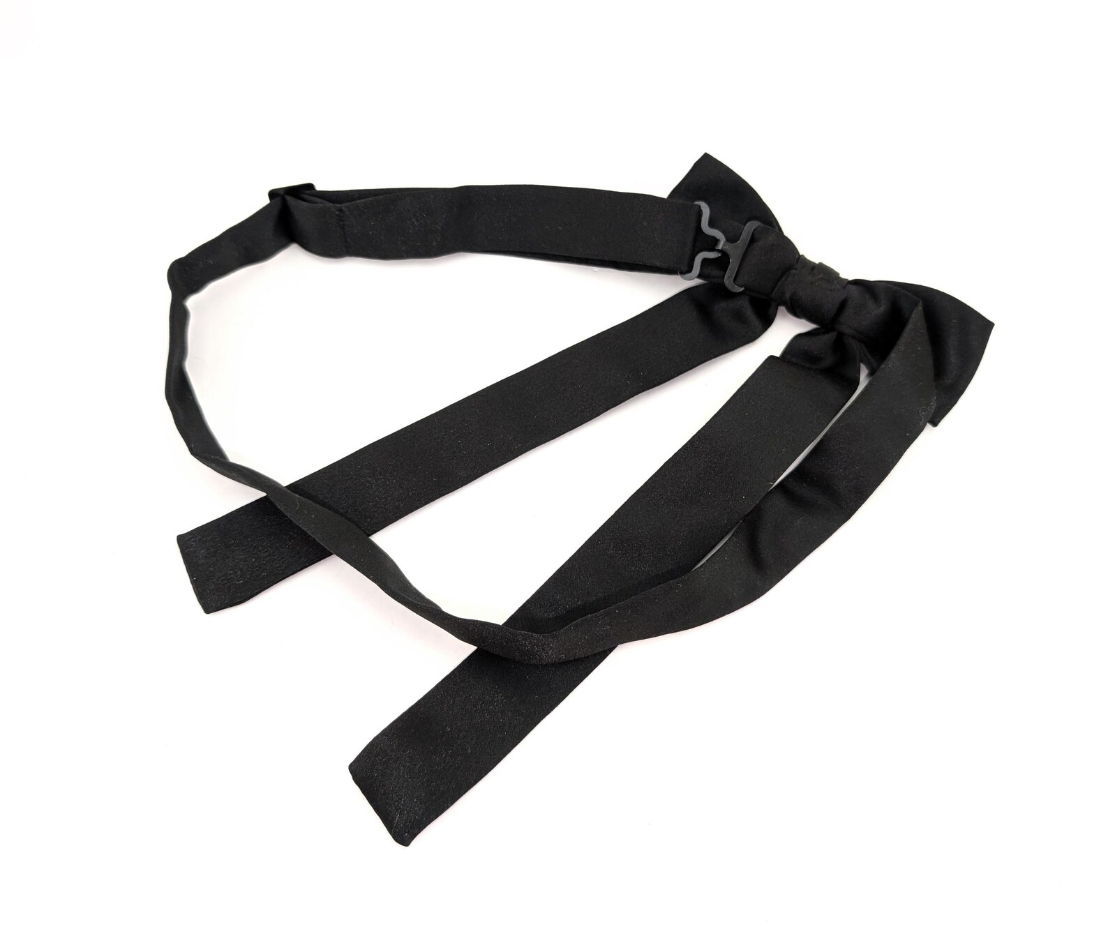Vintage Black Satin Western Tie Mid Century Cowboy Style Colonel ...