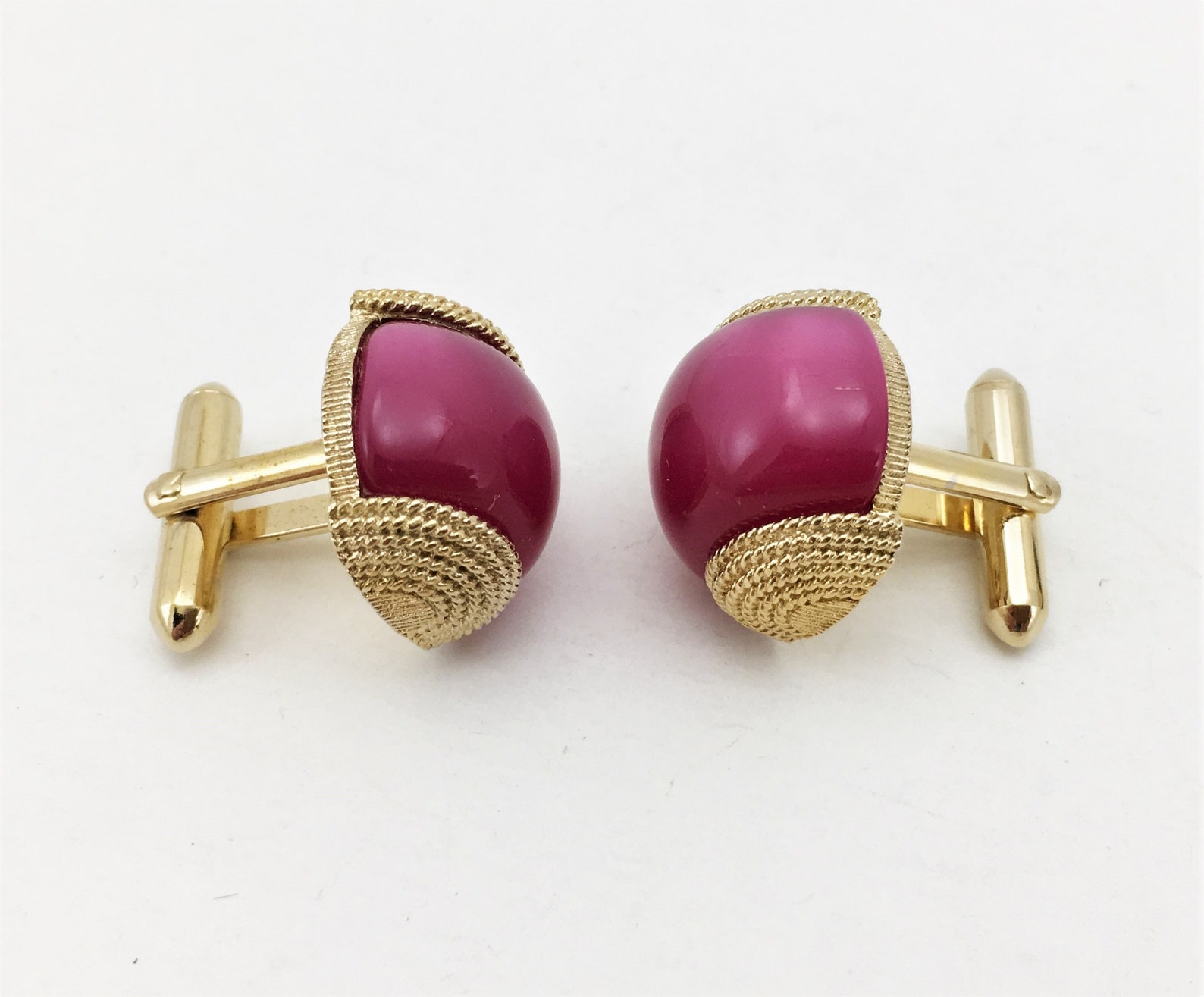 1970s SWANK Gold Cufflinks Men's Vintage Faux Star Ruby - Etsy