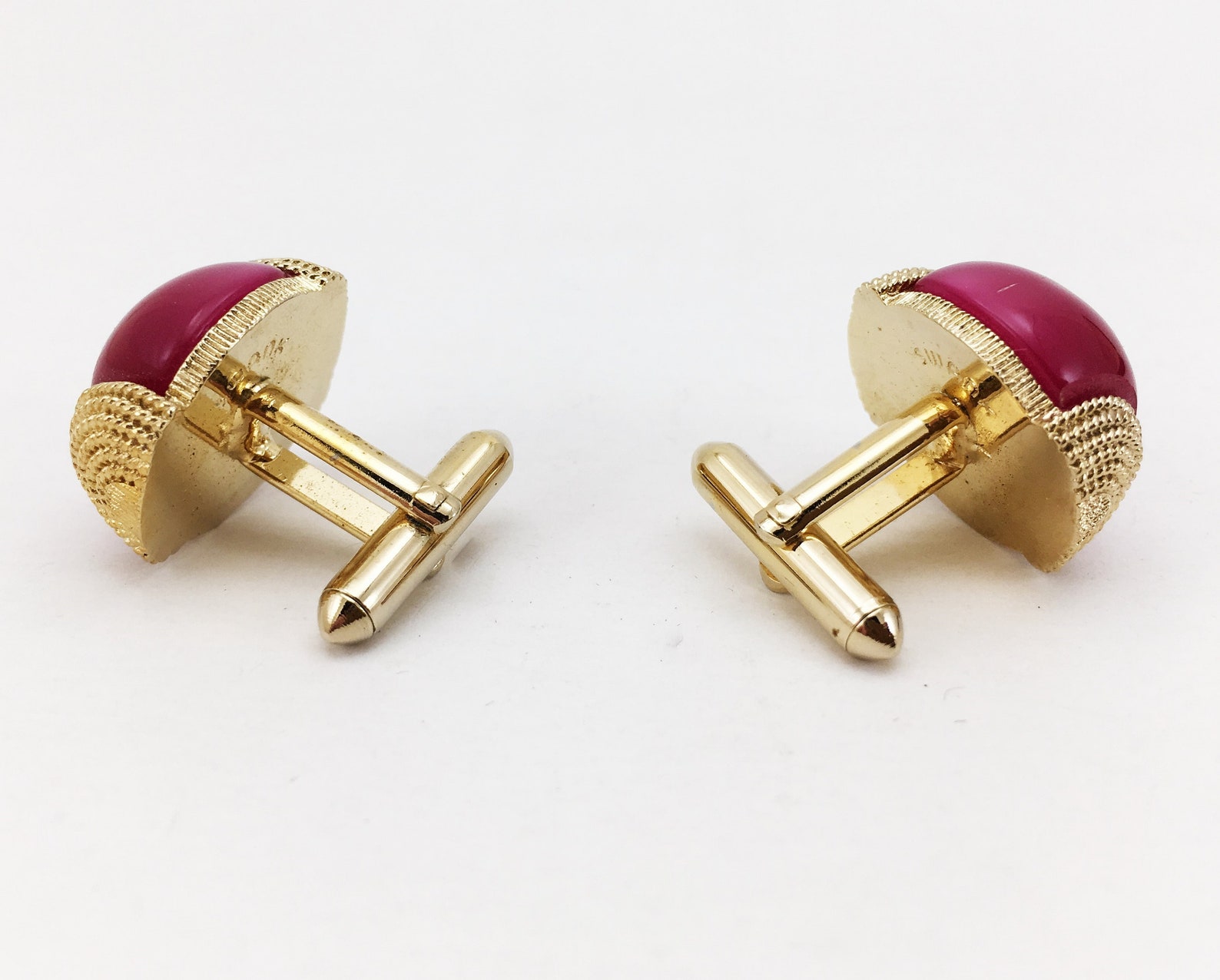 1970s SWANK Gold Cufflinks Men's Vintage Faux Star Ruby - Etsy