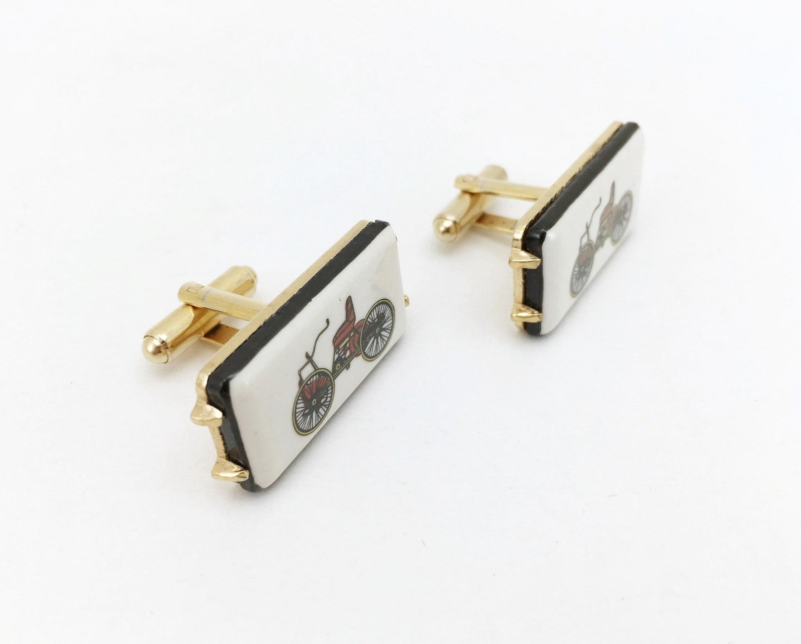 1960s-70s Antique Car Cufflinks Men's Vintage Gold Tone | Etsy