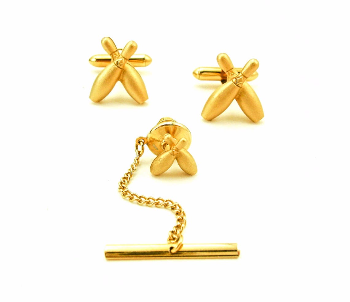 1960s SWANK Bowling Cufflinks & Tie Pin Set Mid Century Modern | Etsy