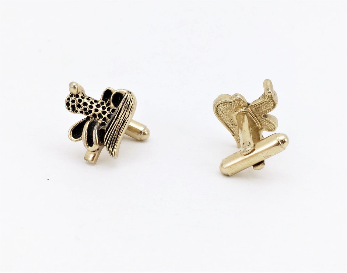 1960s Gold Poodle Cufflinks Men's Vintage Gold Tone Metal Cufflink Set ...