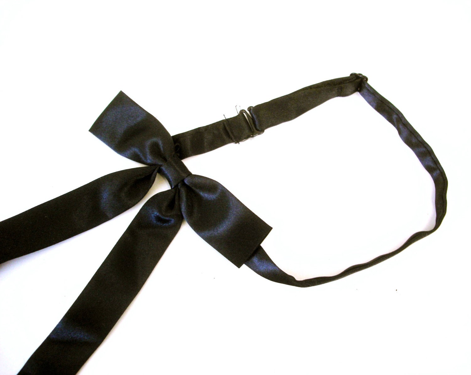 Vintage Black Satin Western Tie Mid Century Cowboy Style | Etsy