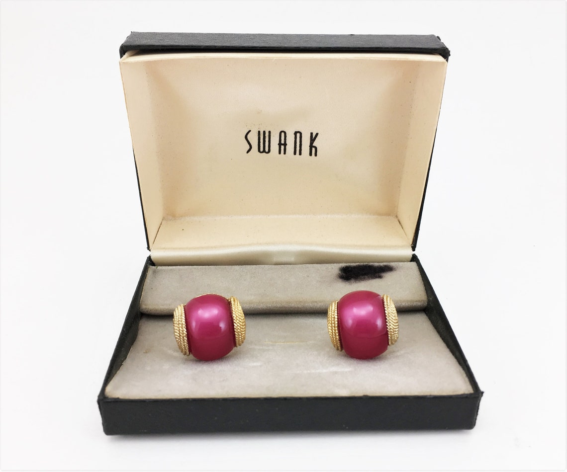 1970s SWANK Gold Cufflinks Men's Vintage Faux Star Ruby | Etsy