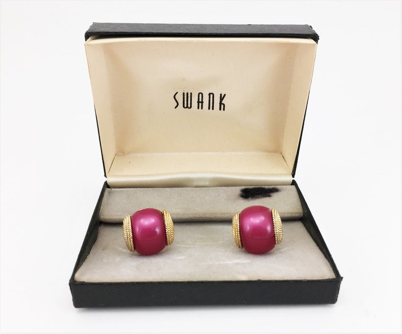 1970s SWANK Gold Cufflinks Men's Vintage Faux Star Ruby - Etsy