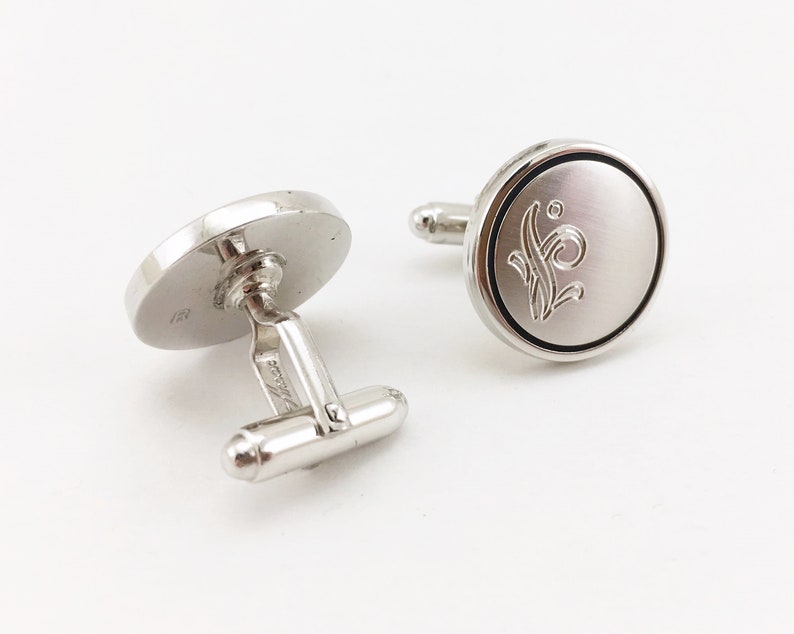1960s ANSON Floral Cufflink Set Silver Tone Metal Etched Mad Men Mid ...