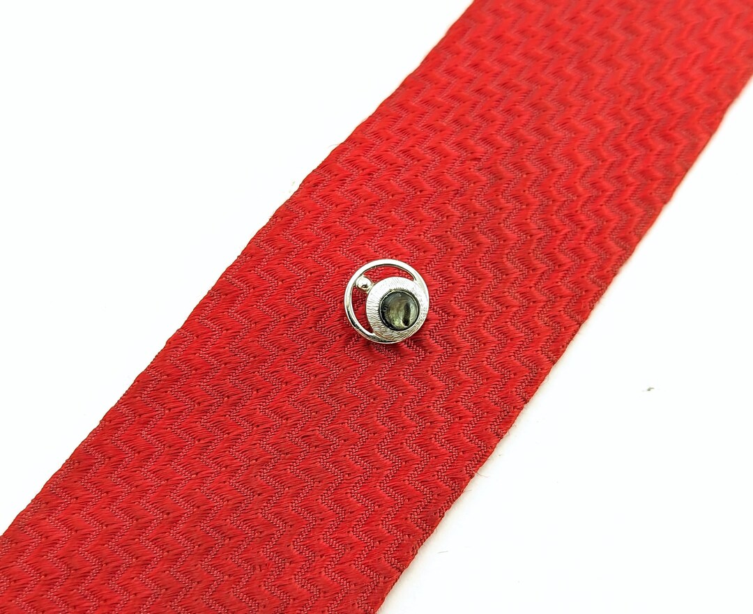 1950s-60s Vintage Men's Tie Tack Silver Tone Metal Necktie Pin With ...