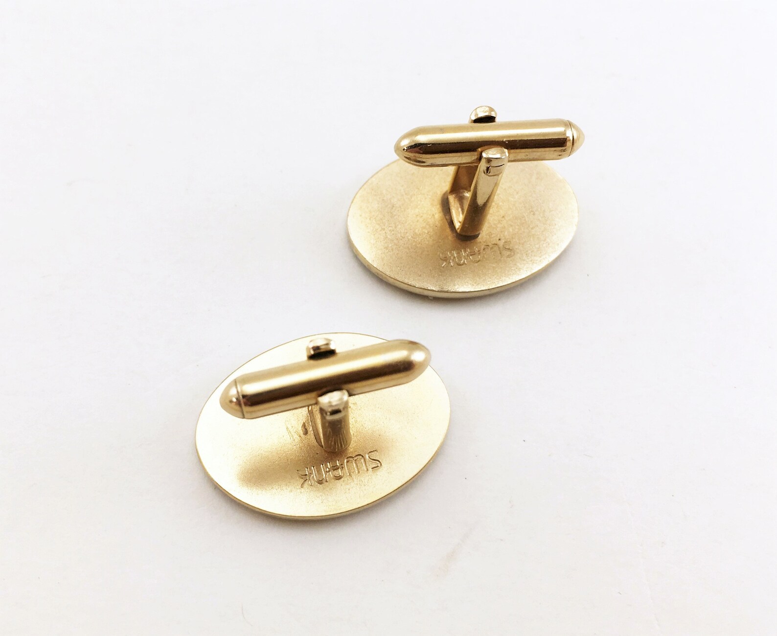 1960s SWANK Cufflinks Set Mad Men Era Men's Vintage Large Oval Gold ...