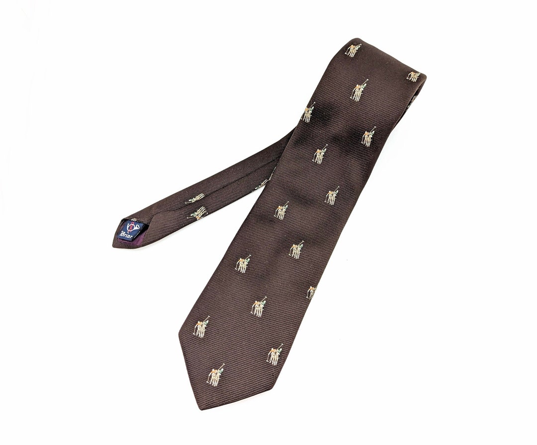 1970s Men's Polo Player Tie Vintage Men's Disco Era Brown Silk ...