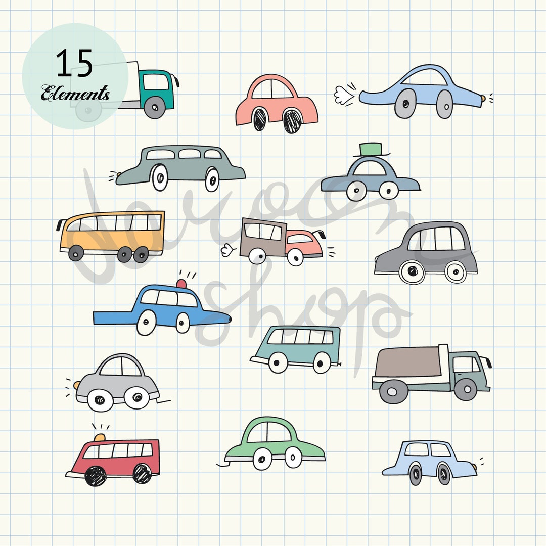 Doodle Car Clipart,hand Drawn Cars Clip Art,vehicles and Trucks Clipart ...