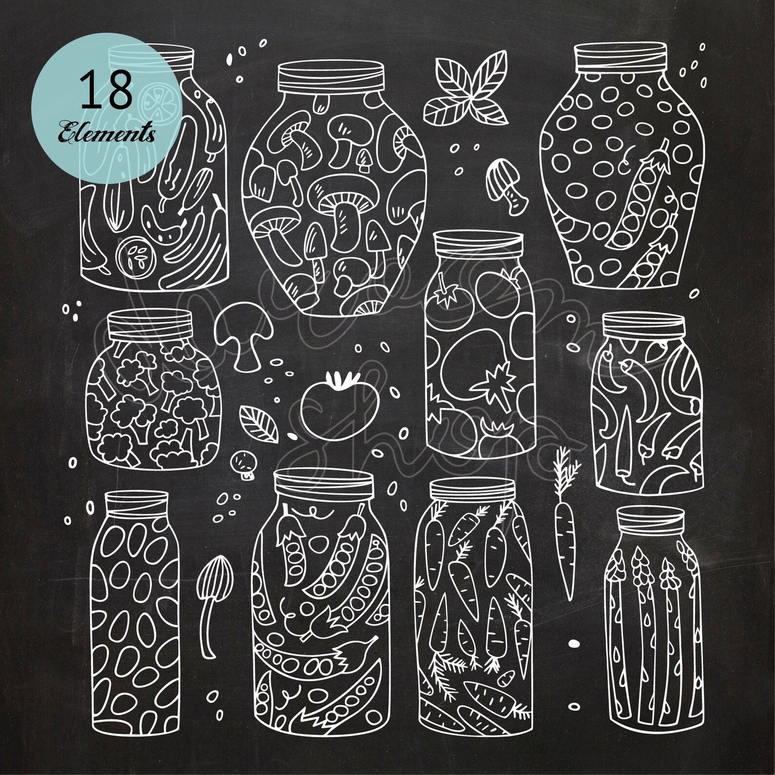 Chalk Vegetables in Jarschalkboard Veggiesfood - Etsy