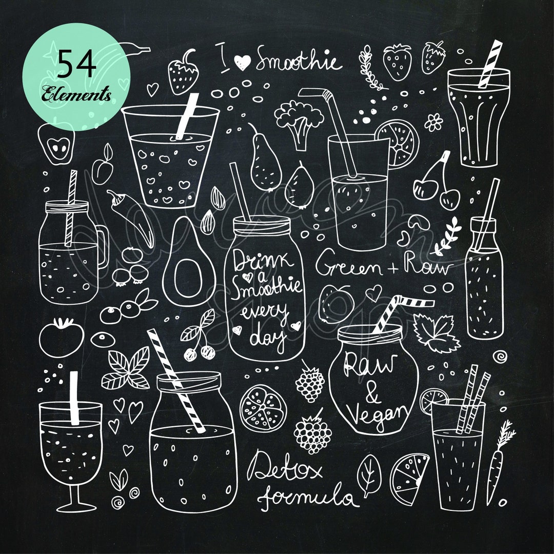 Chalkboard Organic Bio Smoothies, Fresh Juice,raw Food Doodle ...