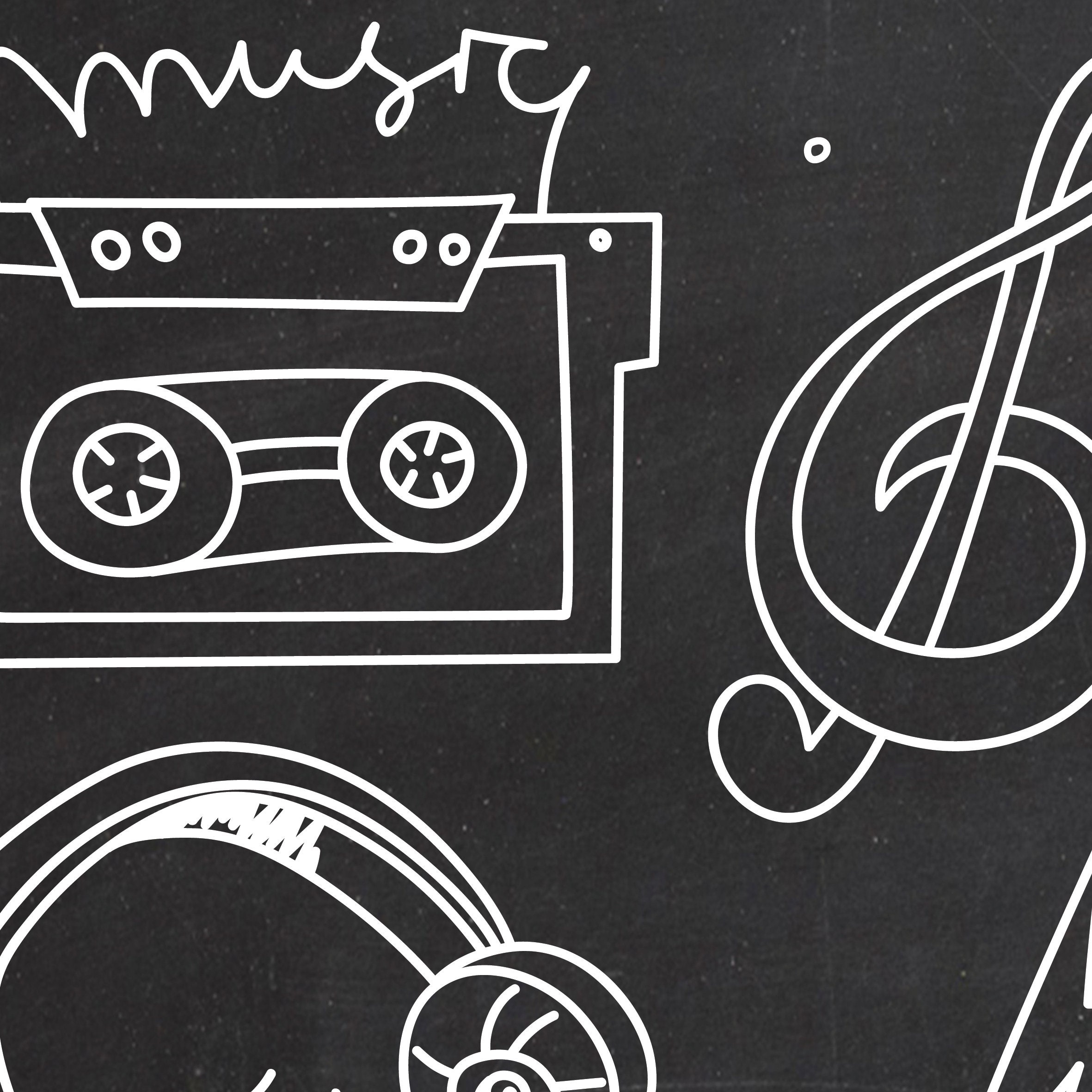 Chalkboard Music Doodle Vector Icons Planner Stickers Doodle Clipart ...
