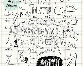 Hand Drawn Mathematics Geometry Clip Art Math Elements and | Etsy