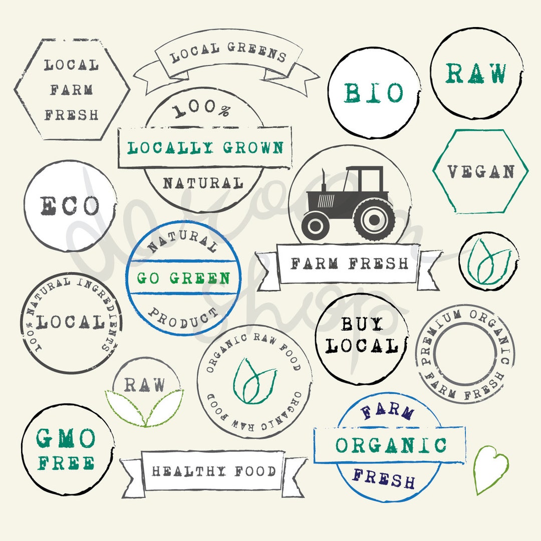 Organic Farm Clipart/organic Farming Label Design/package Design ...
