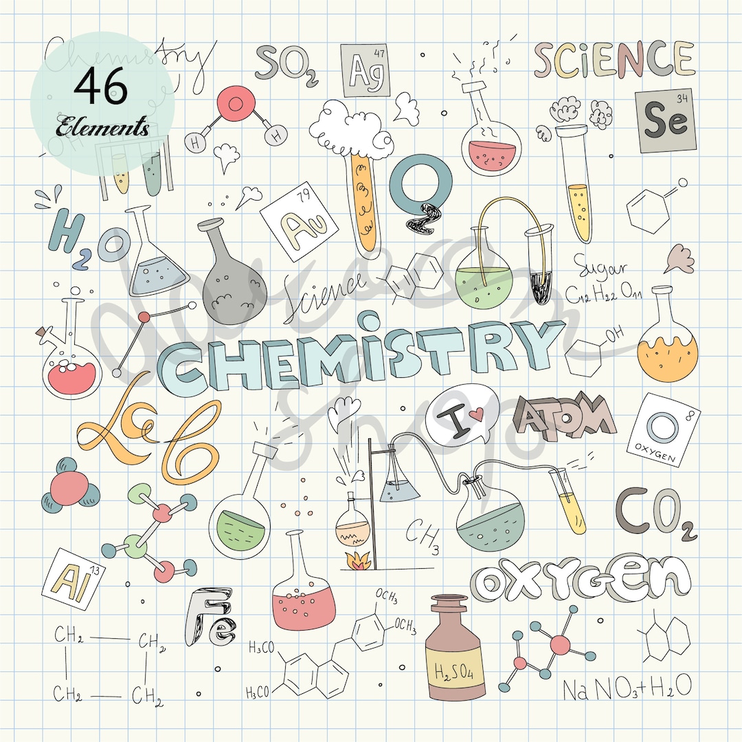 Hand Drawn Chemistry Clip Art Chemistry Elements and Symbols/back to ...
