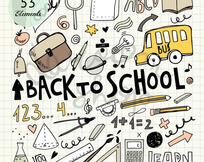 Hand Drawn School Clip Art/school Doodles/school Cartoon/kids Clipart ...
