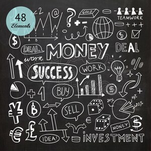 Hand Drawn Chalkboard Business Infographic,money Sign,currency Symbols ...