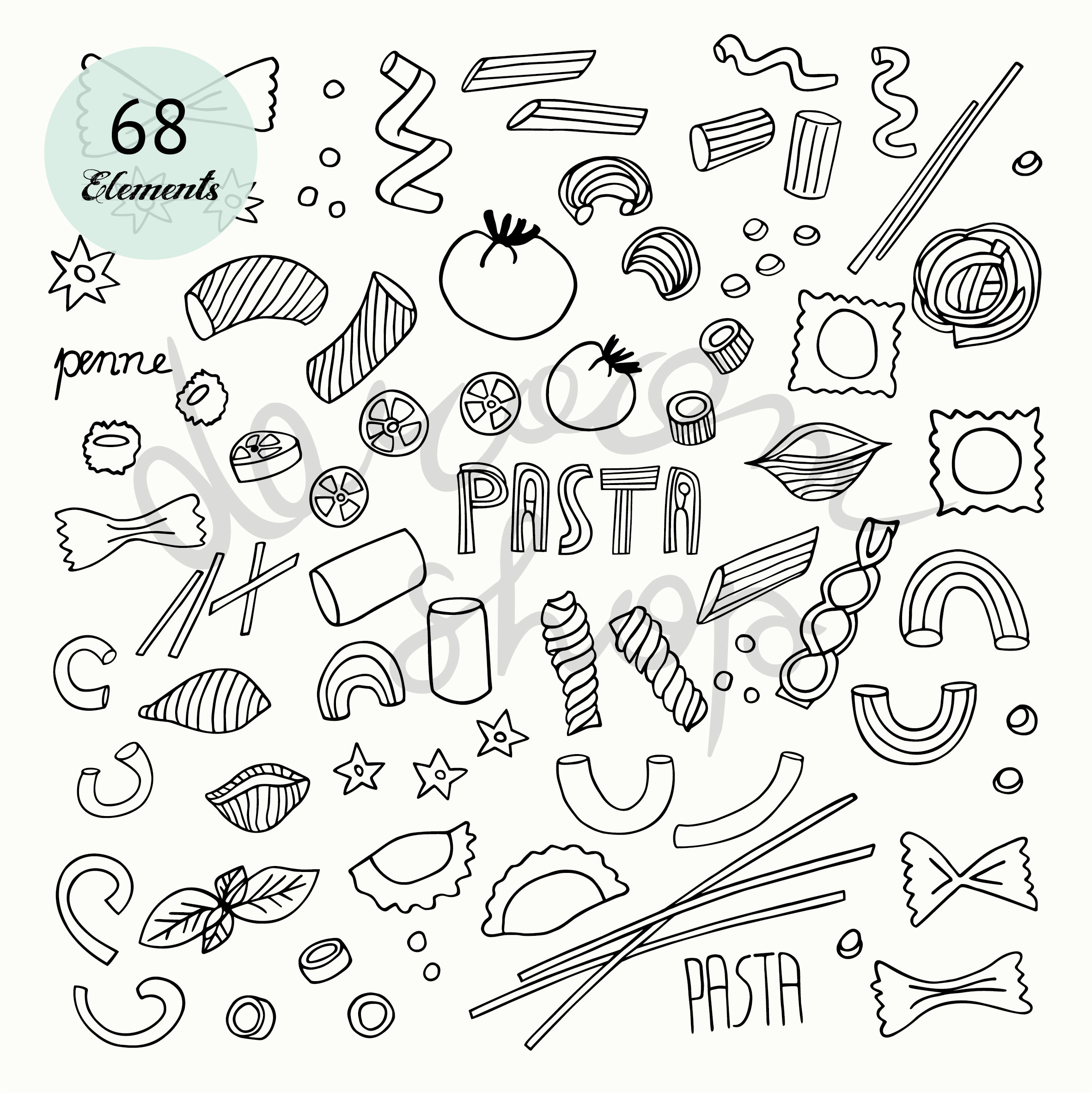 Pasta Clipart,italy,spaghetti Clipart,pencil Drawing,food Clipart,pasta ...
