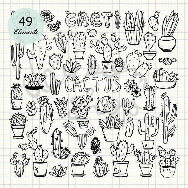 Cactus Doodle - Etsy