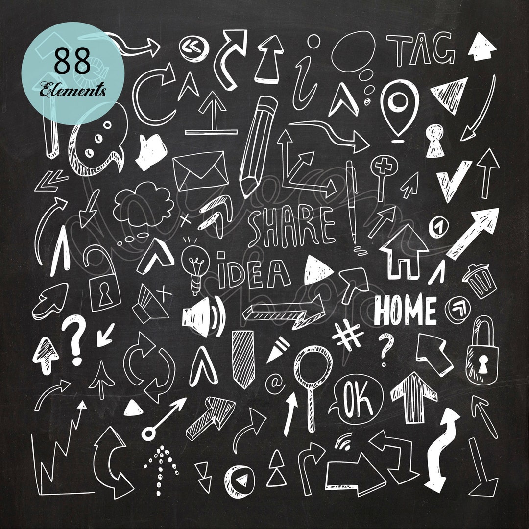 Kreide Doodle Pfeil, Tafel Web Icons, handgezeichnete Sammlung, Web ...