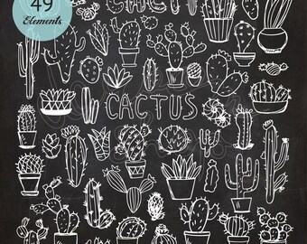 Chalkboard Succulent Clipart: cactus Clipart Doodle Cactus Clipart ...
