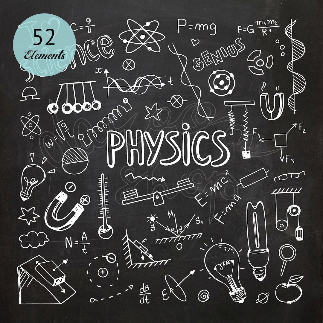 Chalkboard Hand Drawn Physics Clip Art/math Formulas/science Symbols ...