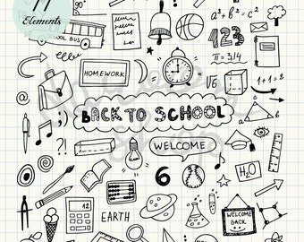 Back to School Doodle Clipart Doodle Drawing School Png - Etsy