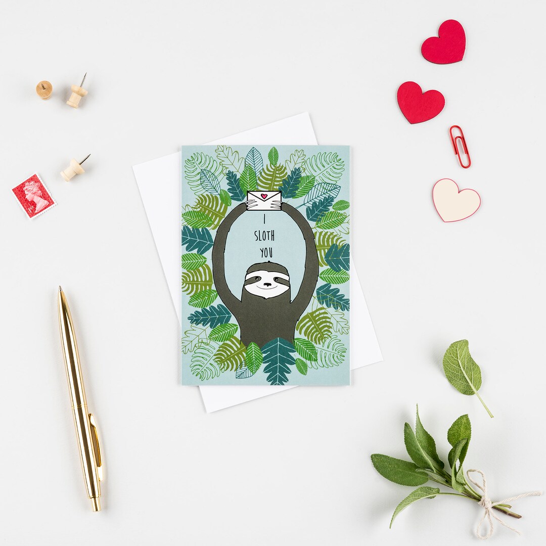 Sloth Card " I Sloth You" Greetings Card, Valentines Card, Lovers Card ...