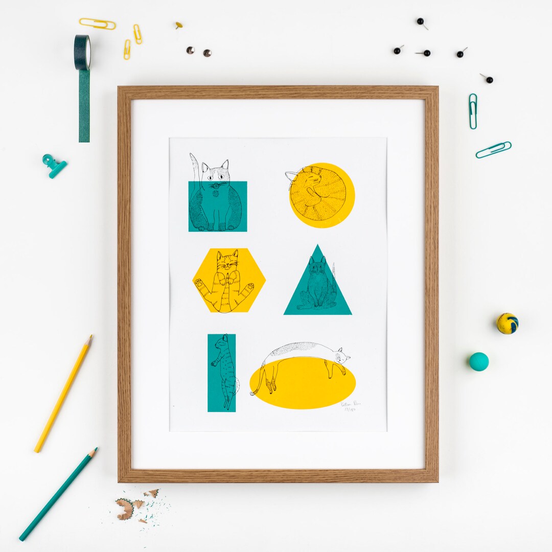Cat Art Print 'shape Shifter', Cat Lovers Print, Shape Shifter, Shapes ...