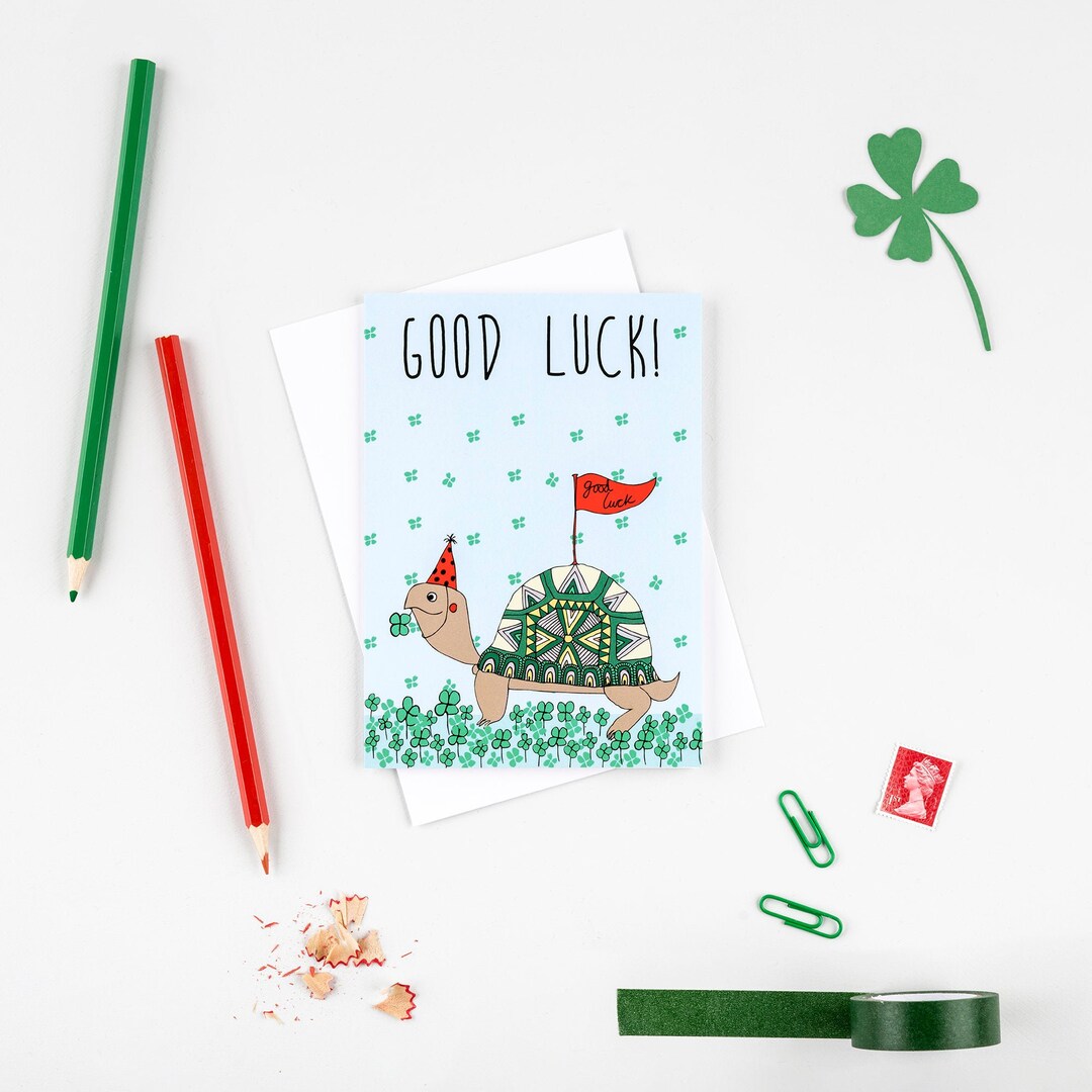 Good Luck Card, Tortoise Card, Animal Lovers Card, Good Luck Tortoise ...