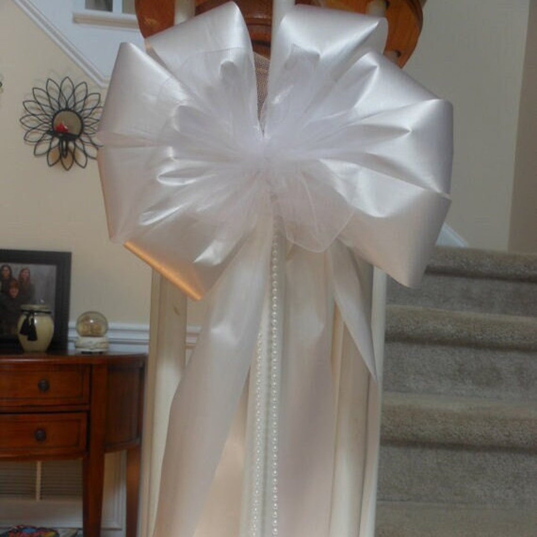 6 White 12 Bows 24 Tails Chose Color Tulle Add Your Flowers OPTIONAL ...