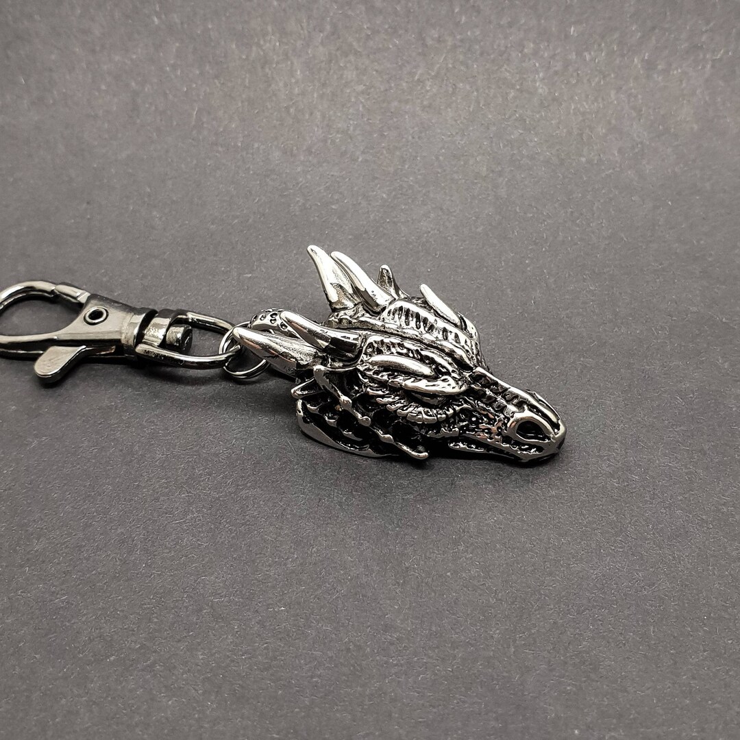 Dragon Head Keyring, Dragon Scales, Gothic Bagcharm - Etsy