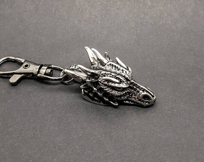 Dragon Head Keyring, Dragon Scales, Gothic Bagcharm - Etsy