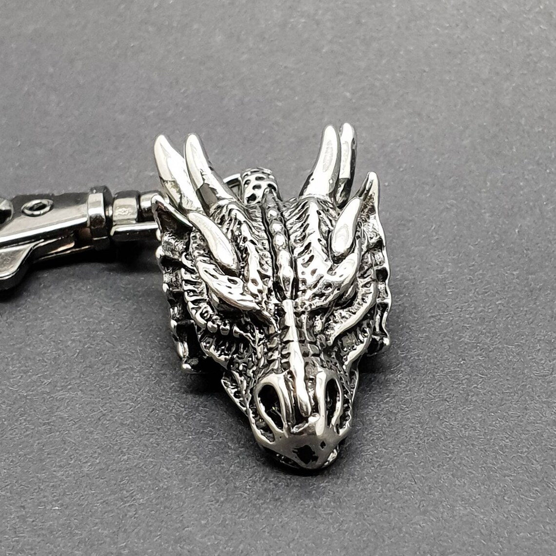 Dragon Head Keyring, Dragon Scales, Gothic Bagcharm - Etsy
