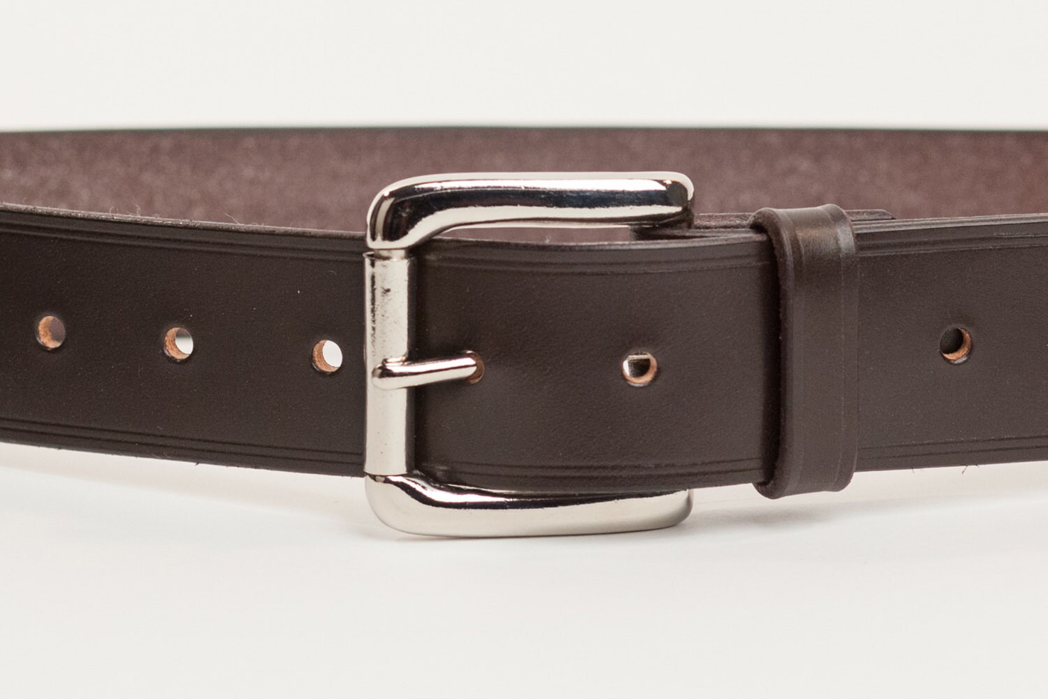 Dark Brown Bridle Leather Belt With 1.5 Inch Roller Buckle Sizes S to ...