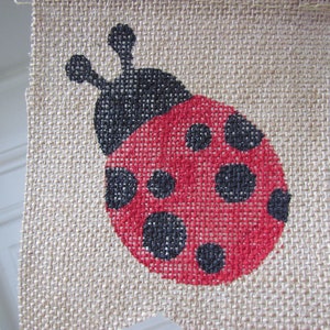Ladybug and Daisy Burlap Banner, Ladybug Banner, Spring Burlap Banner ...