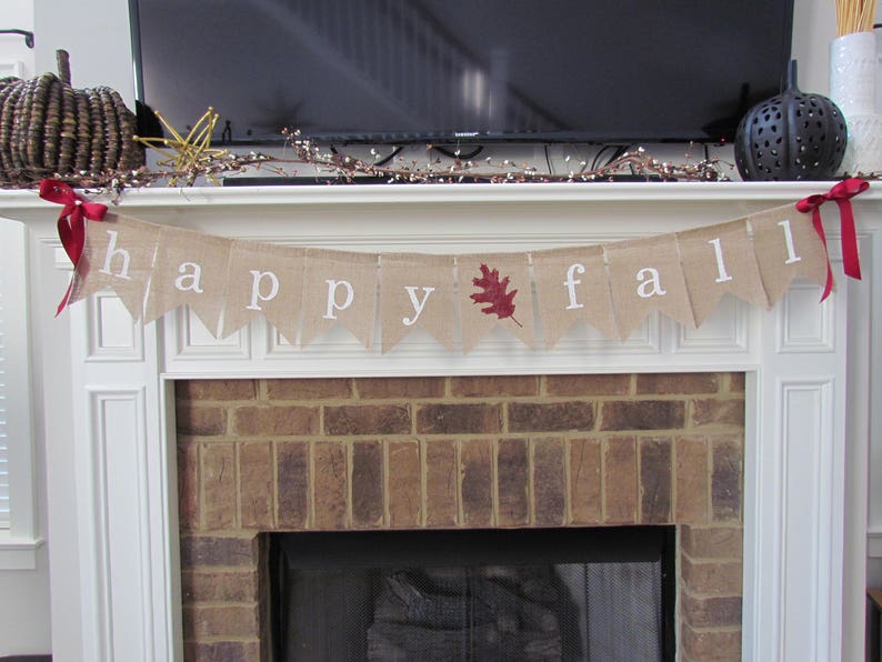 Happy Fall Burlap Banner Customize Center Piecefall - Etsy