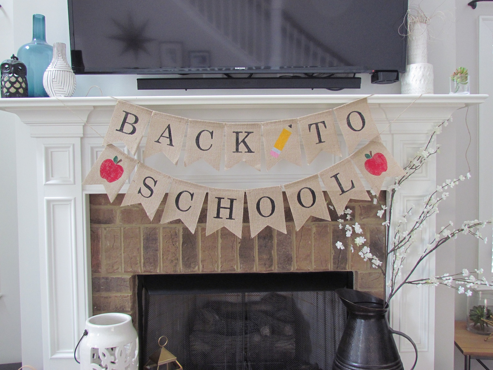 Back to School Banner, First Day of School, First Day of School Burlap ...