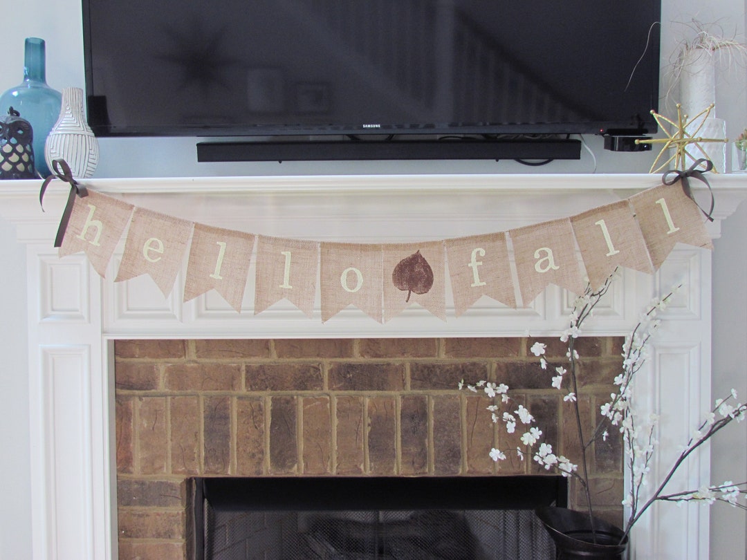 Hello Fall Burlap Banner, Fall Burlap Banner, Fall Decorations, Fall ...