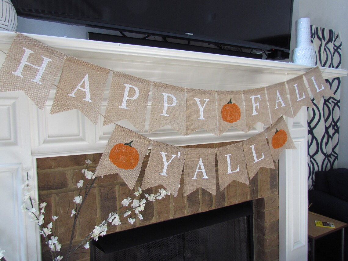 Happy Fall Y'all Burlap Banner Happy Fall Banner Fall - Etsy