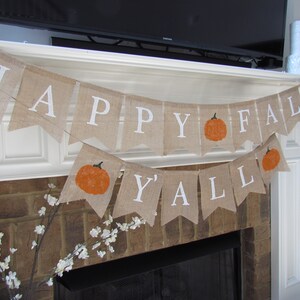 Happy Fall Y'all Burlap Banner, Happy Fall Banner, Fall Burlap Banner ...