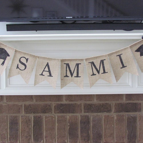 Graduation Burlap Banner With Name Choose School Colors - Etsy