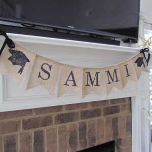 Graduation Burlap Banner With Name, Choose School Colors ...