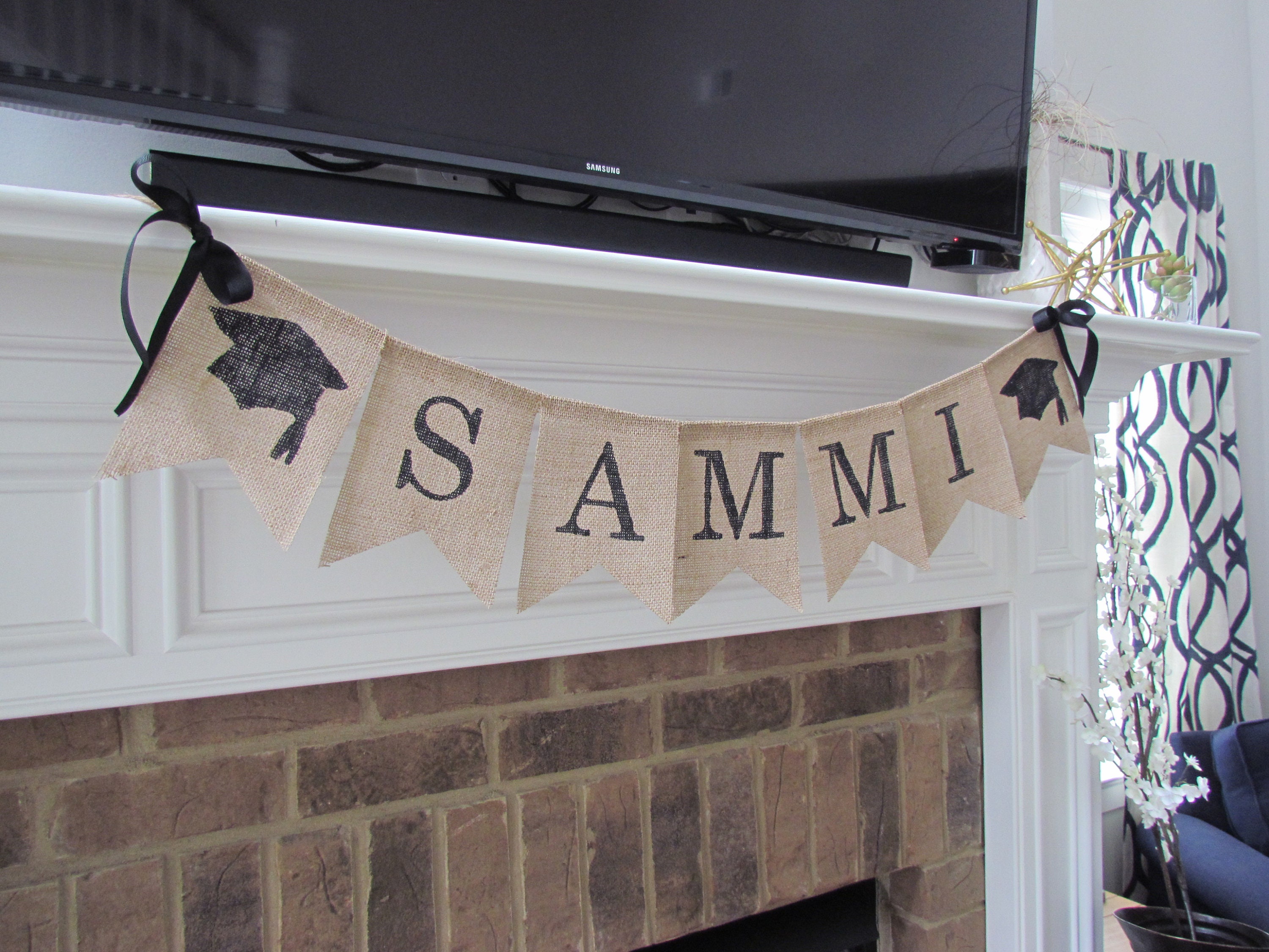 Graduation Burlap Banner With Name Choose School Colors - Etsy